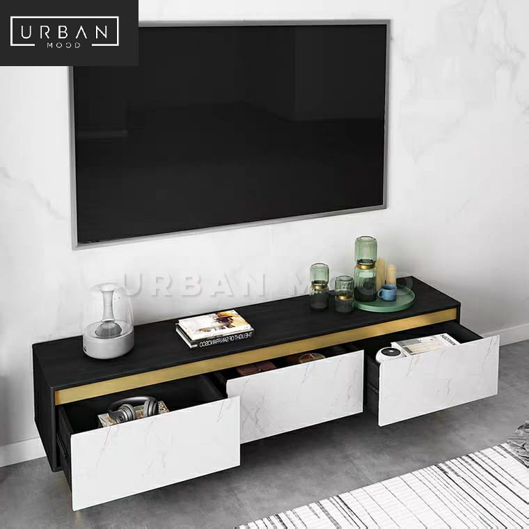 GLADSTONE Modern Marble TV Console – RoomyRoom.com - Contemporary ...