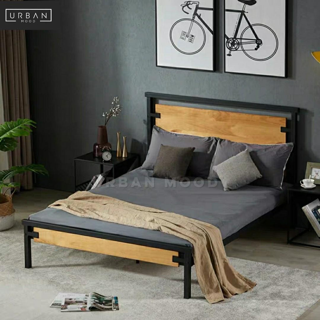 ZENITH Industrial Solid Wood Bed – RoomyRoom.com - Contemporary Modern ...